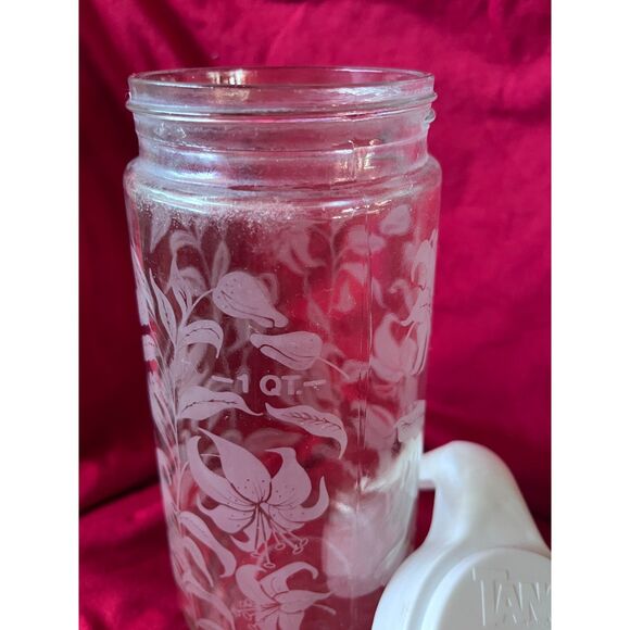 Tang | Kitchen | Vintage Tang Glass Pitcher Etched Floral | Poshmark